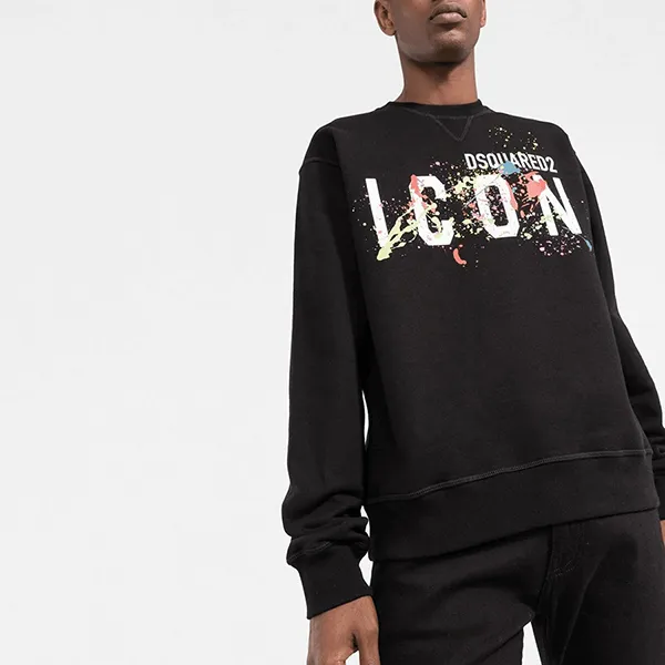 Áo Nỉ Dsquared2 Icon Splatter Sweatshirt S79GU0073 S25516 900 Màu Đen ...
