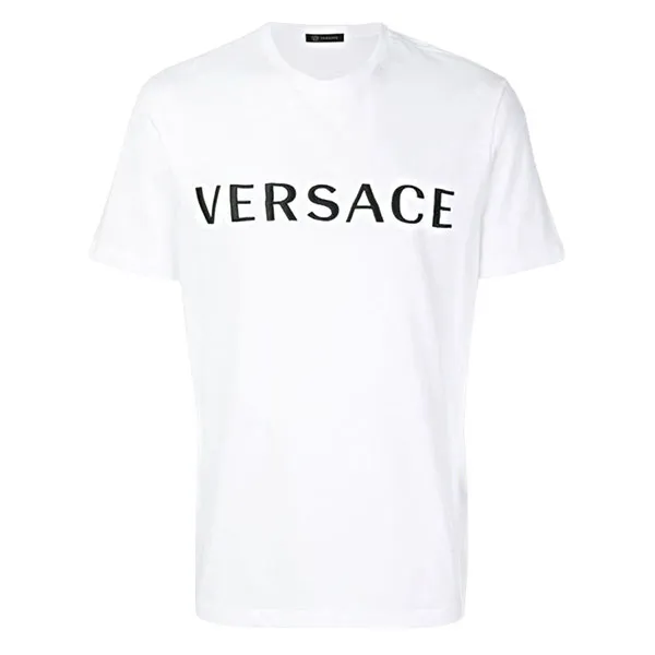 Áo Phông Versace White Logo Embroidered 1008325 1A01178 2W020 Màu Trắng ...