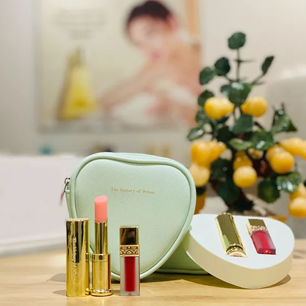 Set Son Dưỡng + Son Kem + Túi Đựng Whoo Gongjinhyang Mi Glow Lip Balm Pink Special Set 3 Món ...