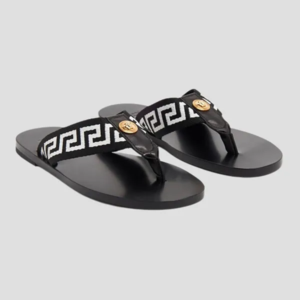 Dép Xỏ Ngón Nam Versace Black With Medusa Black Logo DSU7340 DNS3C ...