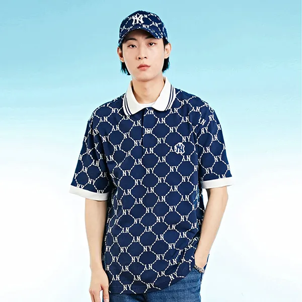 Áo Polo MLB Monogram New York Yankees 3LPQM3023-50NYL Màu Xanh Navy ...