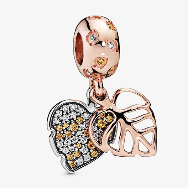 Hạt Vòng Charm Pandora Leaves Rose 788247CZ Màu Vàng Hồng | Vua Hàng Hiệu