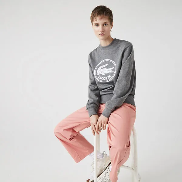 Áo Nỉ Unisex Lacoste 3D Logo Organic Cotton Fleece Sweatshirt SH7582-1VQ Grey Màu Xám Size XS ...