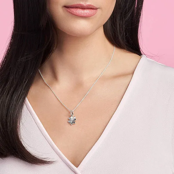 Mặt Dây Chuyền Pandora Lucky Four-Leaf Clover Pendant Aqua Green ...