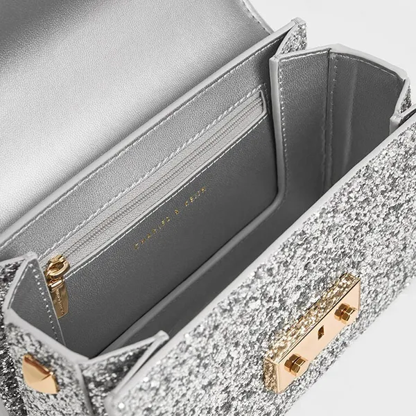 Túi Đeo Chéo Nữ Charles & Keith CNK Glittered Push-Lock Chain-Handle ...
