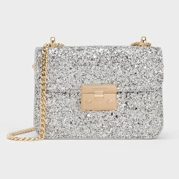 Túi Đeo Chéo Nữ Charles & Keith CNK Glittered Push-Lock Chain-Handle ...