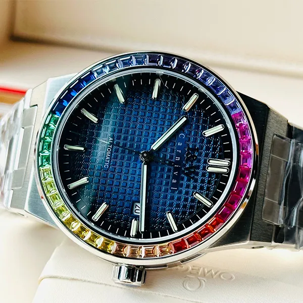 Đồng Hồ Nam I&W Carnival Viền Sắc Cầu Vồng 716G Màu Bạc Xanh Navy | Vua ...