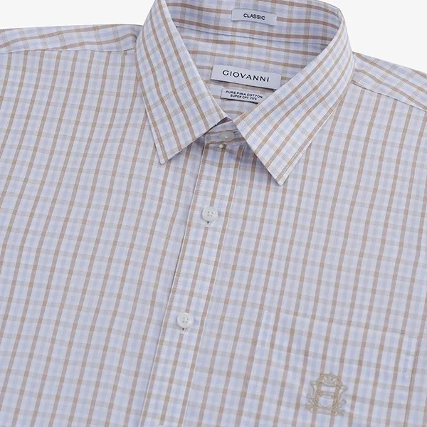 Áo Sơ Mi Dài Tay Nam Giovanni GLS0325-1BB Kẻ Caro Màu Nâu/Trắng Size S | Vua Hàng Hiệu