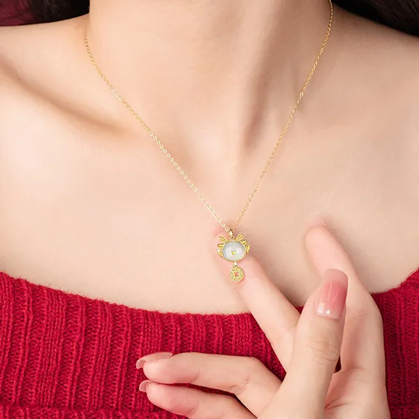 Dây Chuyền Nữ Lili Jewelry Đính Ngọc Bích Hetian Rồng Kim Tiền Aviana ...