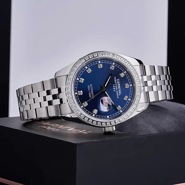 Đồng Hồ Nam Carnival Automatic Watch 8131G2-VT-X Màu Bạc Xanh | Vua ...