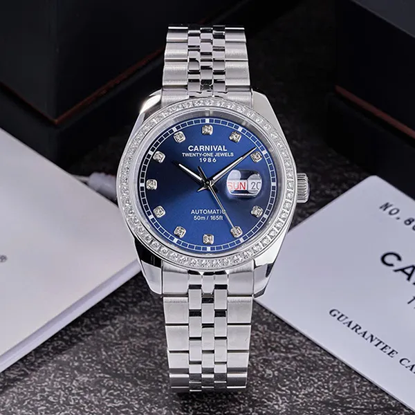 Đồng Hồ Nam Carnival Automatic Watch 8131G2-VT-X Màu Bạc Xanh | Vua ...
