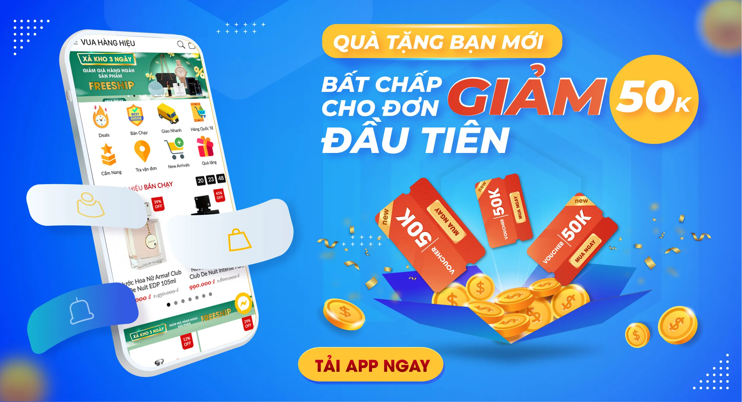 Deal Tặng Khách Mới - Miễn Phí Ship Đơn Đầu Tiên, Tặng Voucher 50K