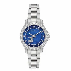 Mua Đồng Hồ Nữ Bulova 98L247 Crystal Swarovski Blue Dial Stainless ...