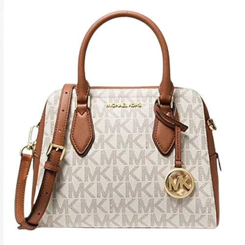 Túi Xách Michael Kors MK Ayden Medium Logo And Faux Leather Satchel Màu Trắng Quai Nâu | Vua ...