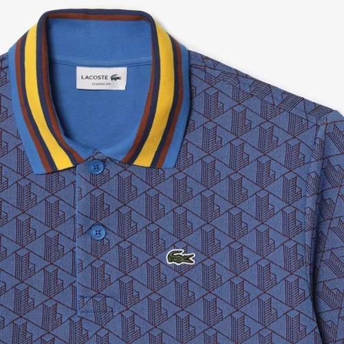 Mua Áo Polo Nam Lacoste Classic Fit Contrast Collar Monogram DH1417 NJI Màu Xanh Blue Size 3 ...