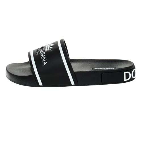 Dép Nam Dolce & Gabbana D&G Rubber Logo Slides Black CS1630AU679HNR18 ...
