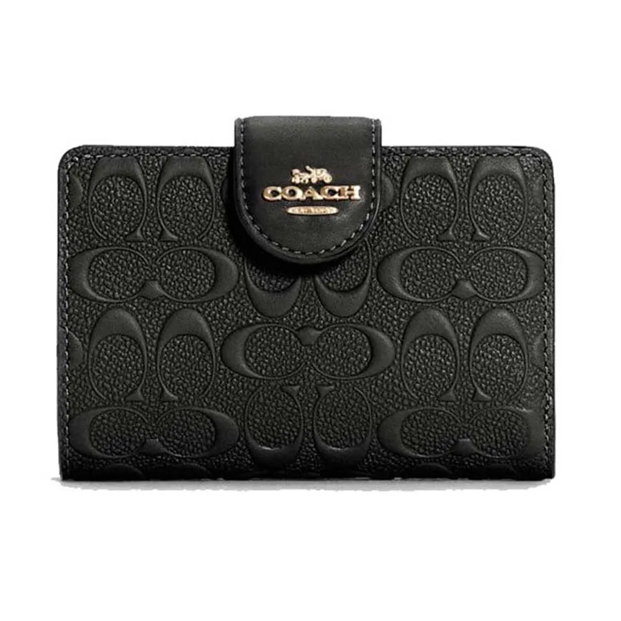 Ví Nữ Coach Medium Signature Embossed C5896 Corner Zip Wallet In Black ...