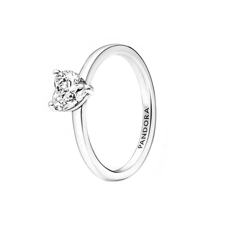 Nhẫn Pandora Sparkling Heart Solitaire Ring Màu Bạc Size 56 | Vua Hàng Hiệu