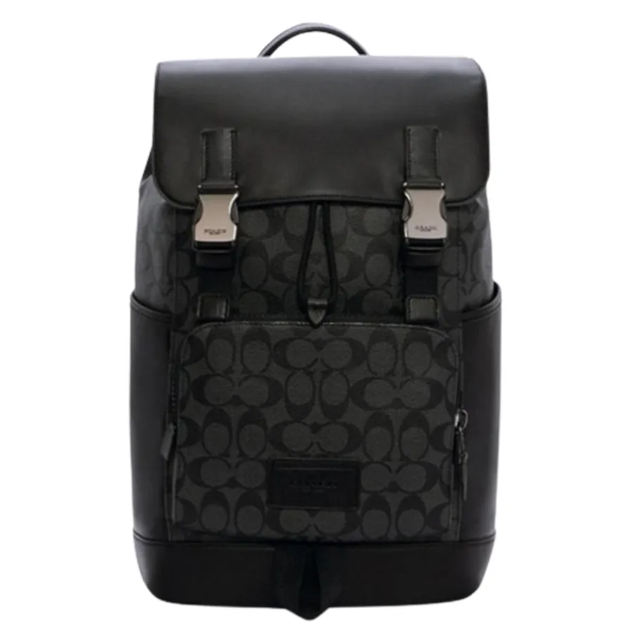 Balo Nam Coach Track Backpack In Signature Canvas Màu Đen Xám | Vua ...