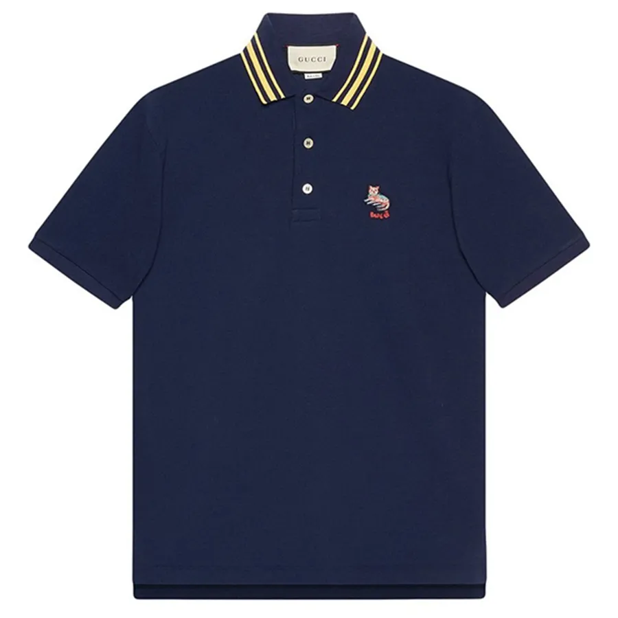 Áo Polo Nam Gucci Cat Patch Pique Shirt Màu Xanh Blue Size M | Vua Hàng ...