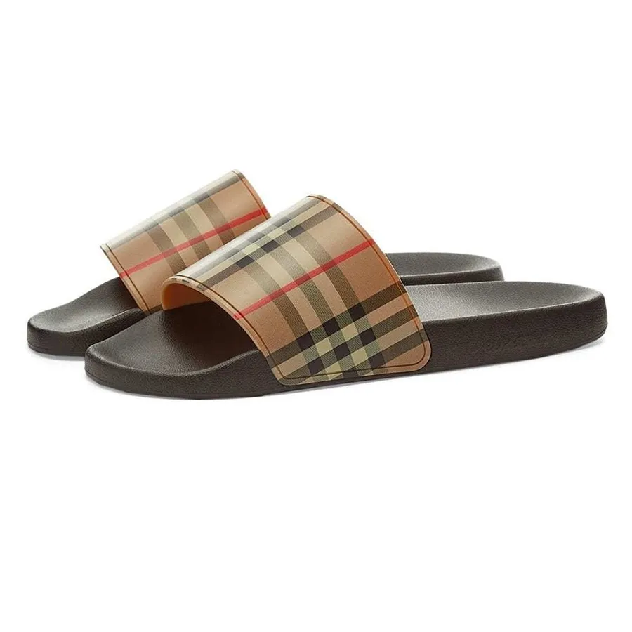 Dép Burberry Furley Check Slide 112091-A7026 Màu Nâu Đen Size 40 | Vua ...