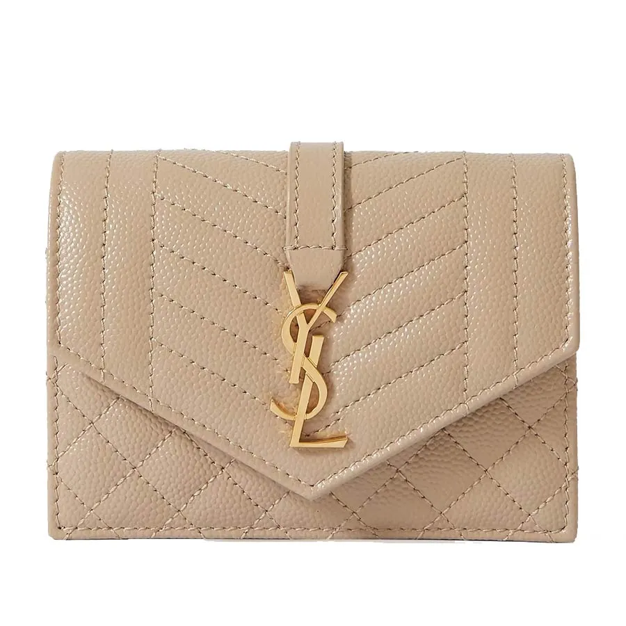 Ví Nữ Yves Saint Laurent YSL Envelope Quilted Textured-Leather Wallet ...