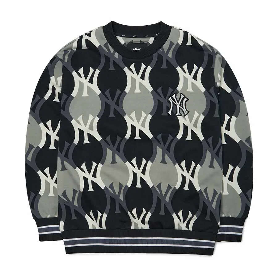 Áo Nỉ Sweater MLB Argyle Front Pattern Overfit Sweatshirt New York ...