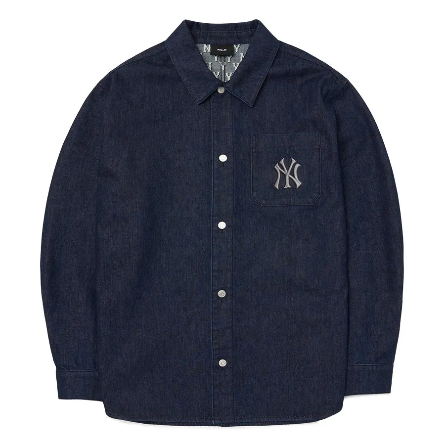 Áo Sơ Mi MLB Classic Monogram Lined Color Print Denim Shirt New York ...