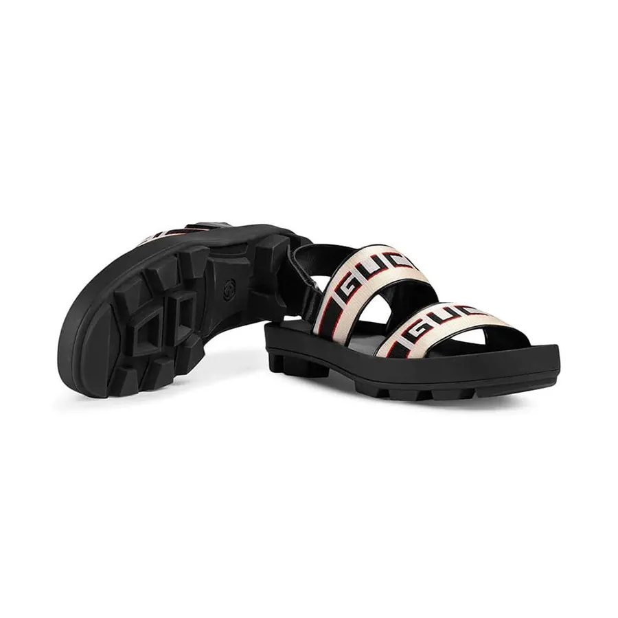 Mua Dép Sandals Gucci Double Logo Strap Sandals Màu Be - Đen Size 40 ...