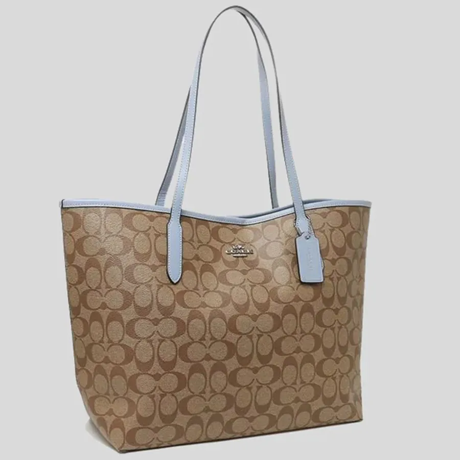 Mua Túi Xách Coach City Tote In Signature Canvas Khaki Marble Blue 5696 ...