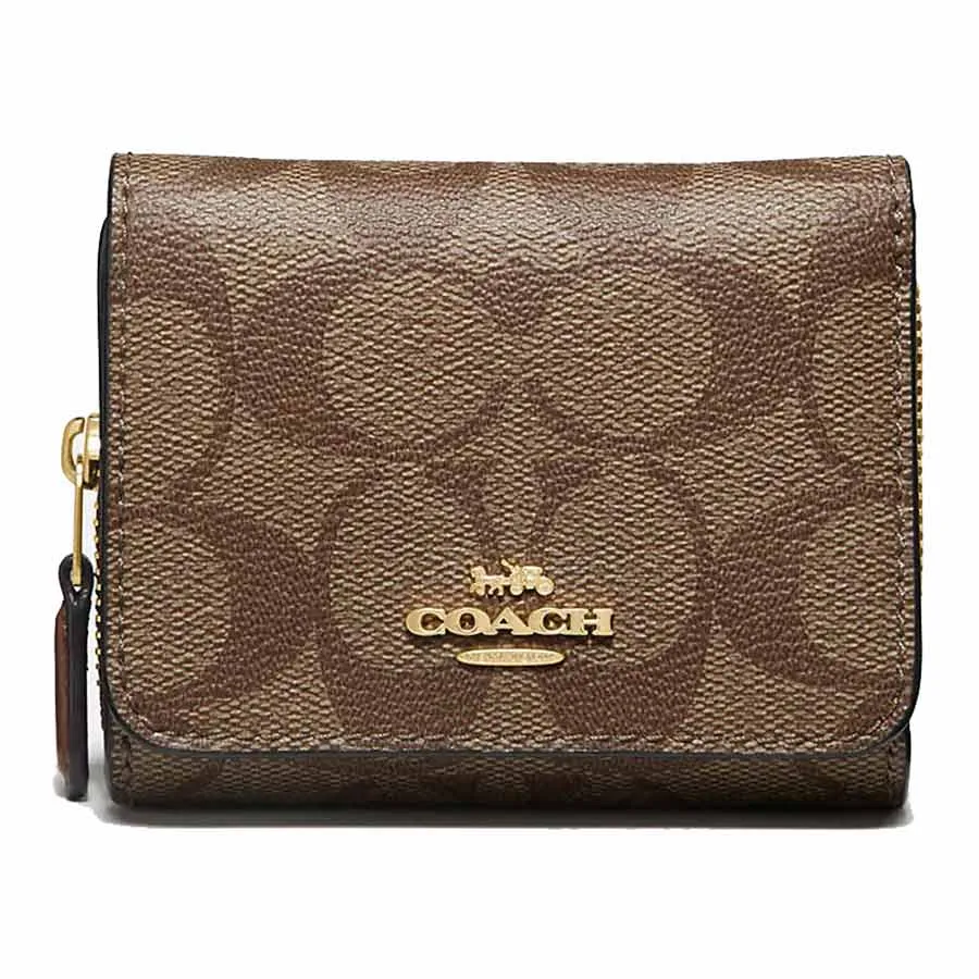 Ví Nữ Coach Small Trifold Wallet In Signature Canvas Gập 3 Màu Nâu ...