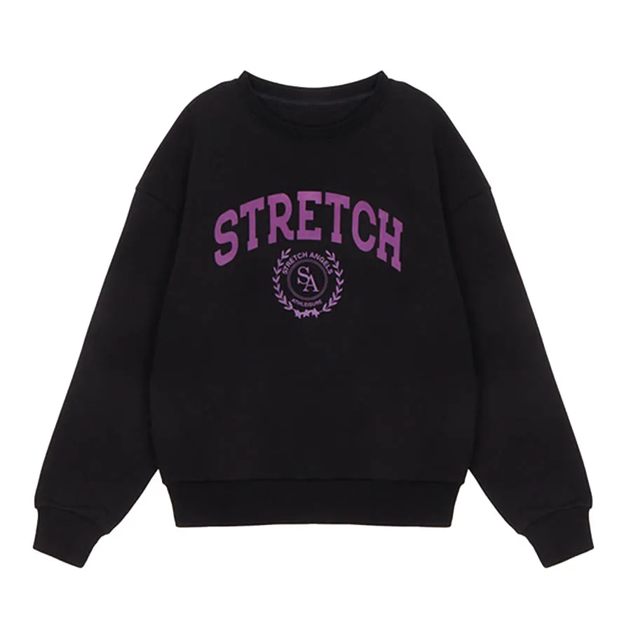 Áo Nỉ Sweater Stretch Angels Man-To-Man Màu Đen | Vua Hàng Hiệu