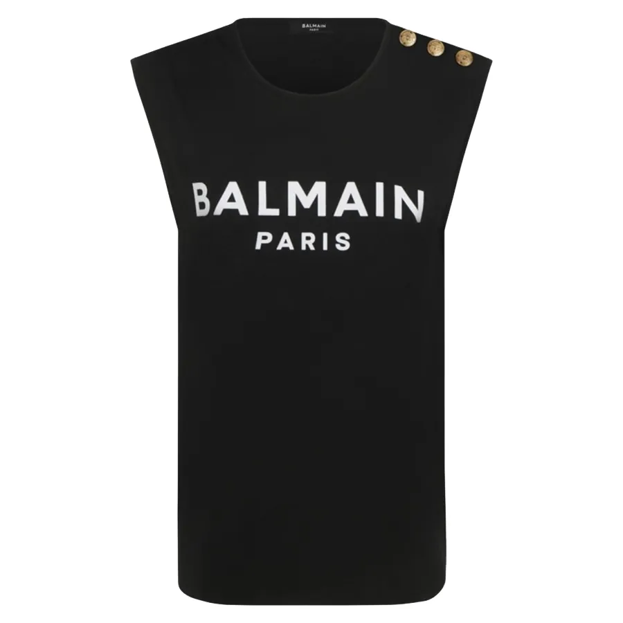Áo Phông Balmain Black Logo Printed Sleeveless YF1EB005BB37 EAB Màu Đen ...