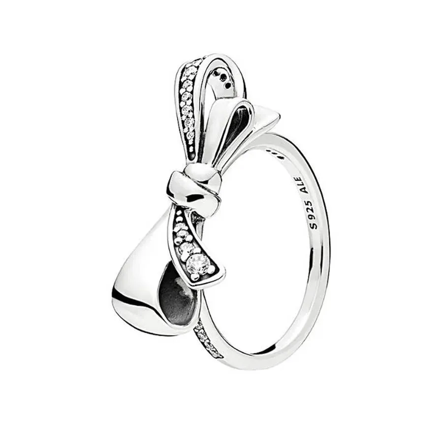 Nhẫn Nữ Pandora Women's Metallic Brilliant Bow Ring 197232CZ60 Màu Bạc ...