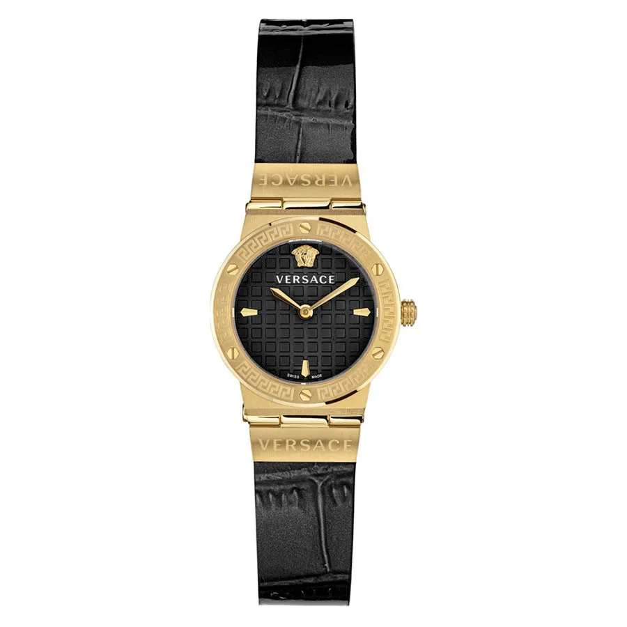 Đồng Hồ Nữ Versace Greca Logo Monogram Leather Watch 27mm Màu Đen Vàng ...