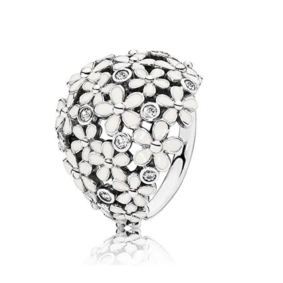 Nhẫn Pandora Darling Daisy Bouquet White Enamel Ring - 190936EN12 Màu ...