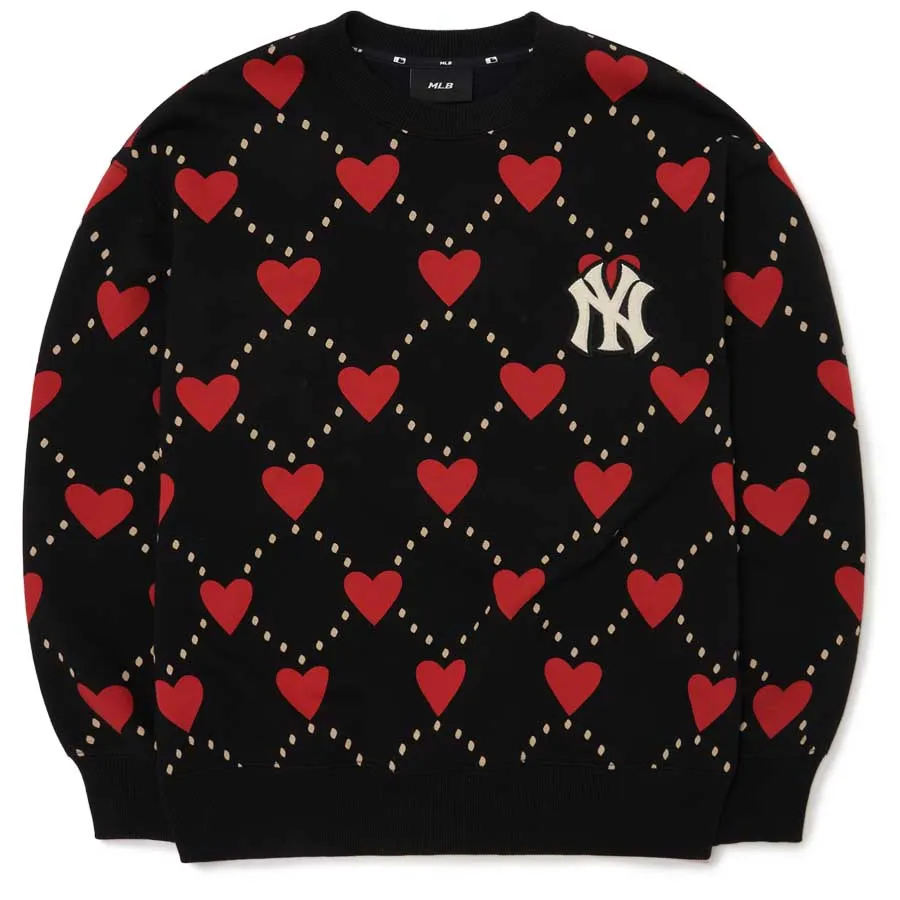 Áo Nỉ Sweater MLB Heart Pattern Over-Fit Sweatshirt Boston Red Sox ...