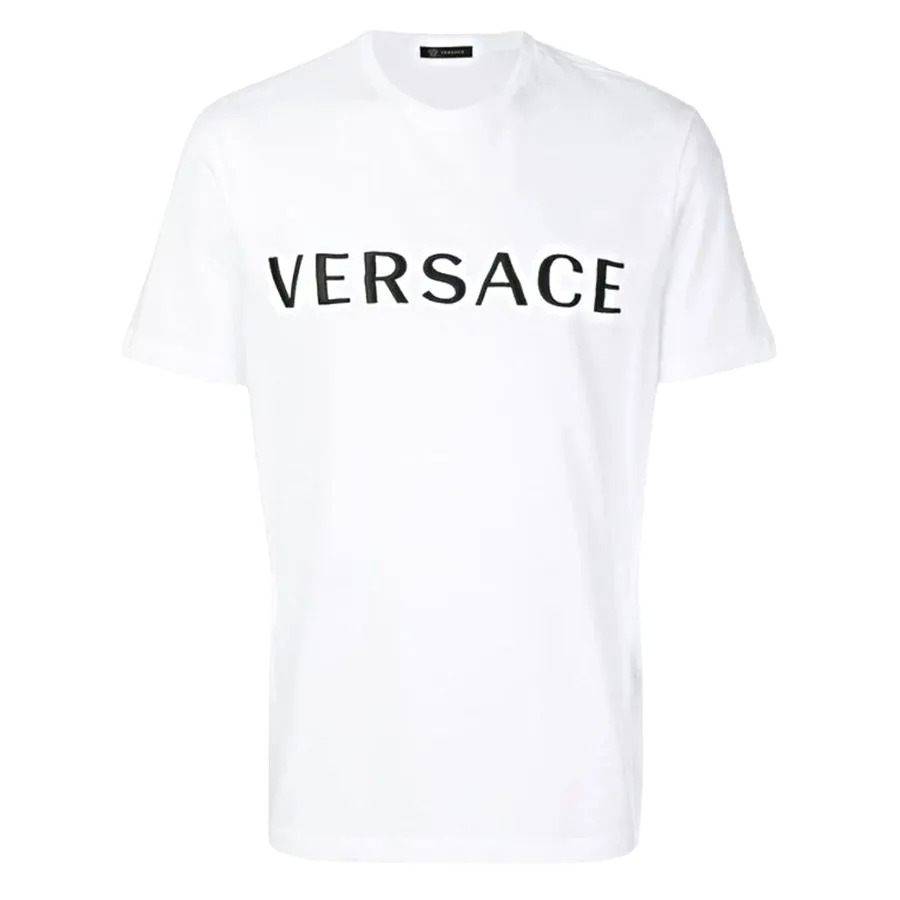 Áo Phông Versace White Logo Embroidered 1008325 1A01178 2W020 Màu Trắng ...