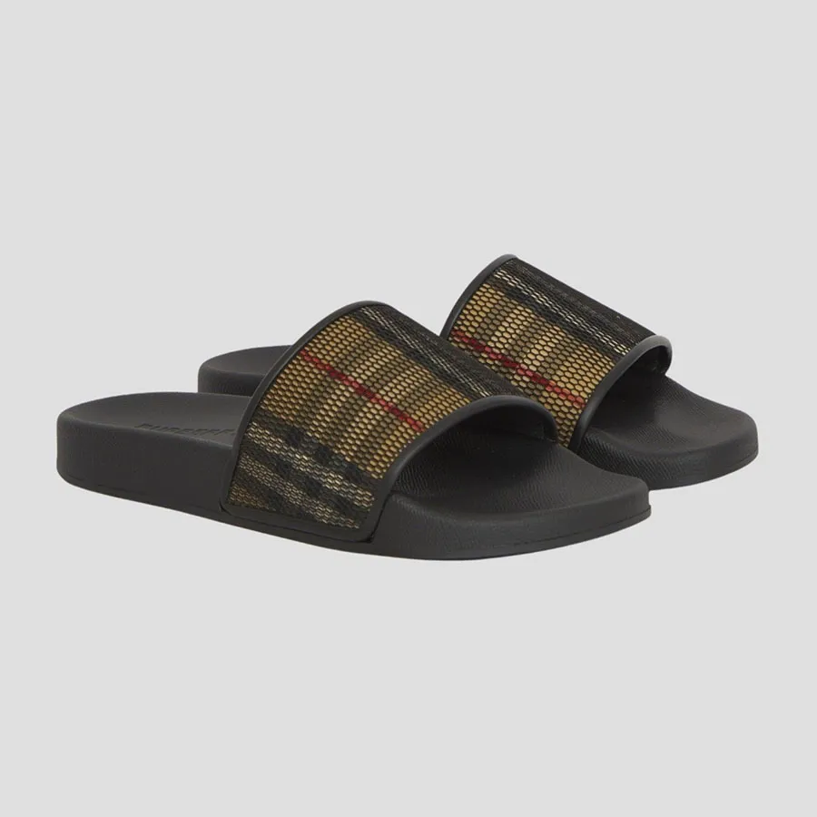 Mua Dép Nam Burberry Black Rubber Featuring Mesh Upper With Check Motif ...