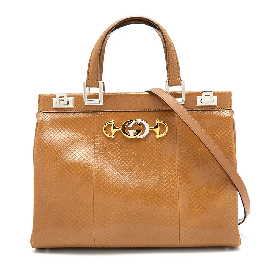 Túi Xách Nữ Gucci Light Brown Python Leather Zumi Tote Bag Màu Nâu Nhạt ...