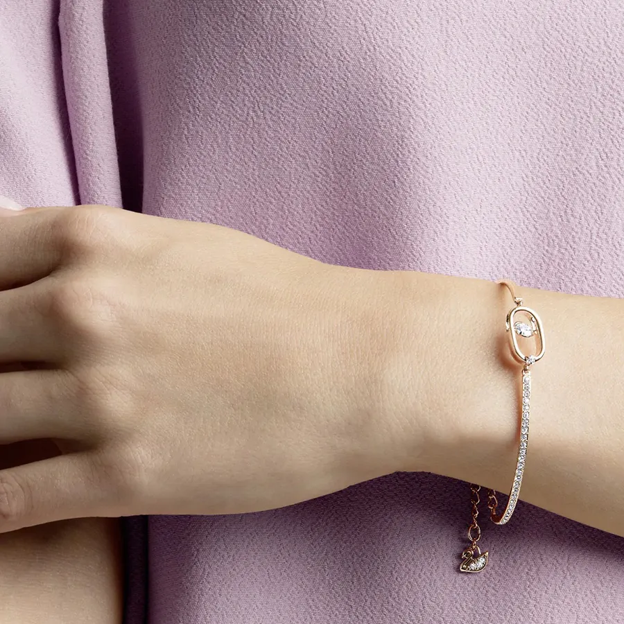 Mua Vòng Đeo Tay Nữ Swarovski Sparkling Dance Oval, Round Cut, White, Rose Gold-Tone Plated ...