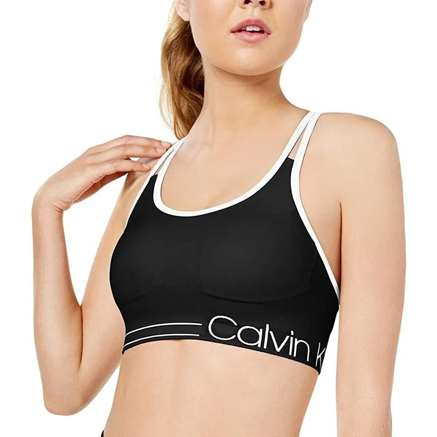 Áo Bra Nữ Calvin Klein CK Performance Piped Sports Màu Đen Size XS | Vua Hàng Hiệu