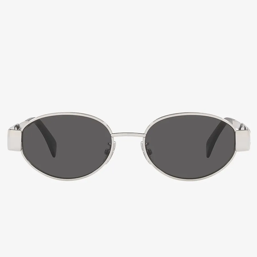 Mua Kính Mát Celine Triomphe Oval Sunglasses CL40235U Màu Xám Gọng Bạc ...