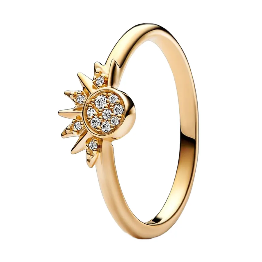 Nhẫn Nữ Pandora Celestial Sparkling Sun Ring 162674C01 Màu Vàng Gold Size 52 | Vua Hàng Hiệu