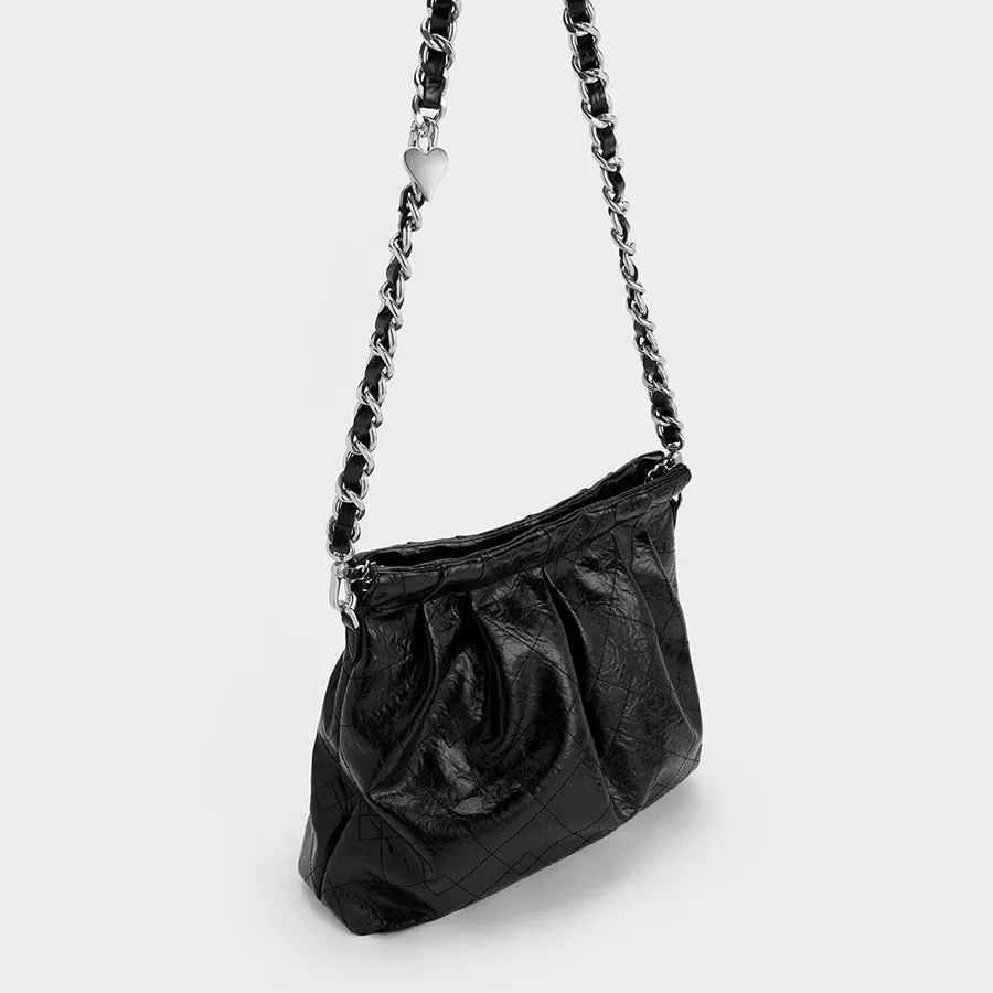 Mua Túi Đeo Chéo Nữ Charles & Keith CNK Duo Double Chain Hobo Bag Noir ...
