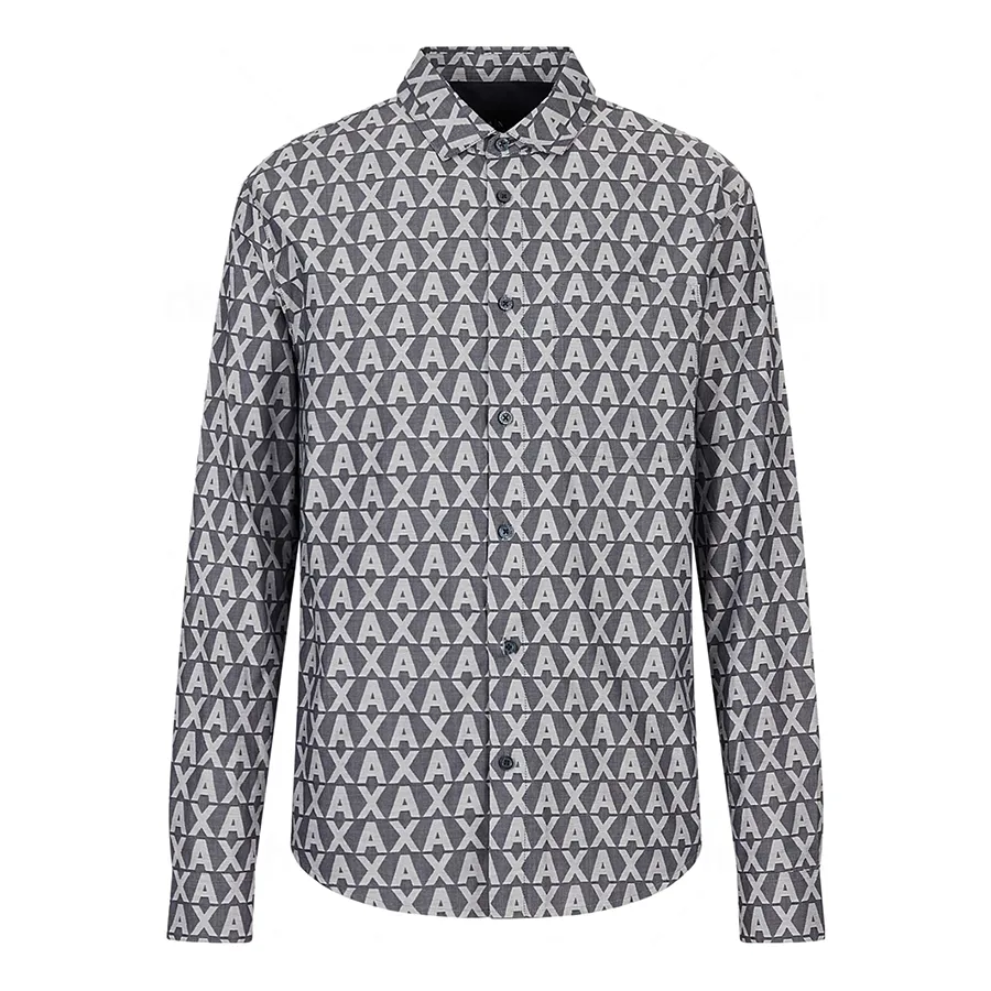 Áo Sơ Mi Nam Armani Exchange Cotton Jacquard All Over Logo Shirt ...