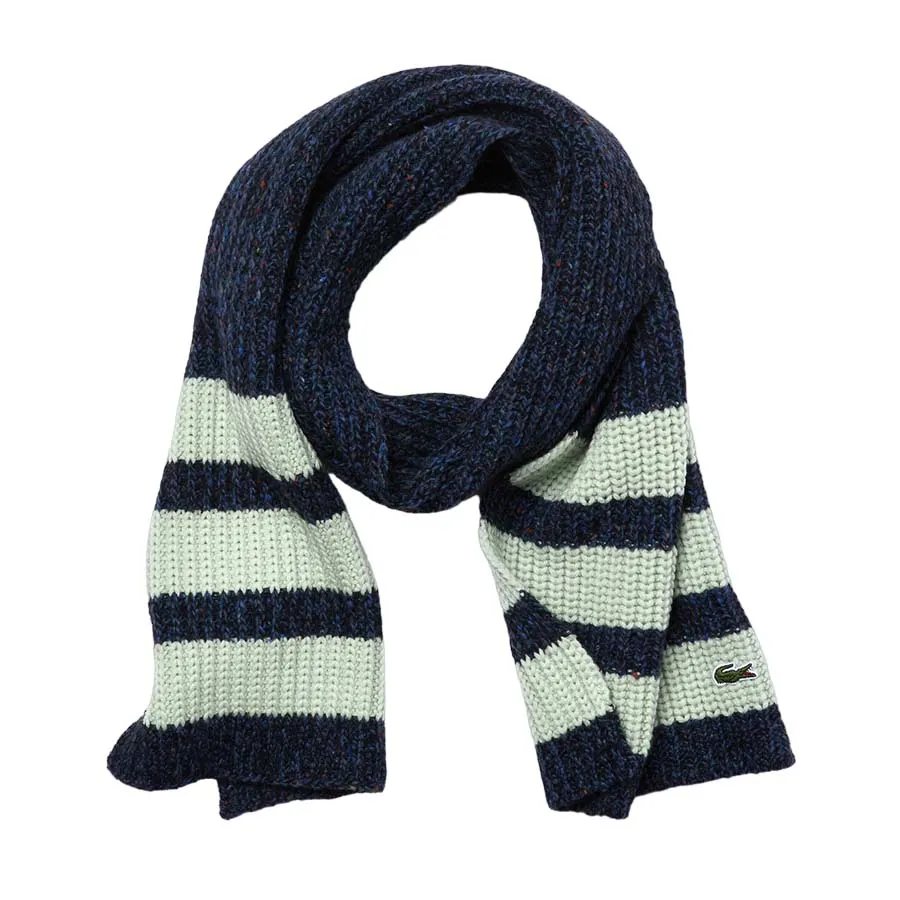 Khăn Len Nữ Lacoste Striped Ribbed Wool Blend Women's Rectangular Scarf ...
