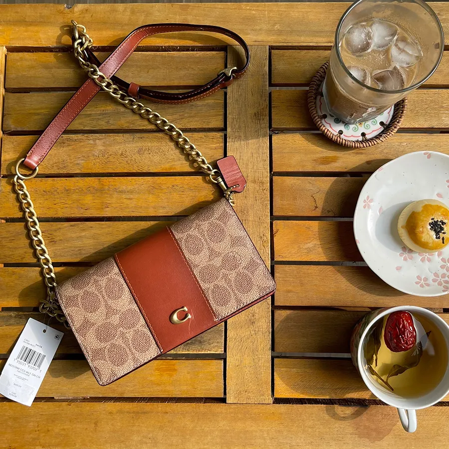 Mua Túi Đeo Chéo Nữ Coach Signature Coated Canvas Màu Nâu Cam - Coach ...