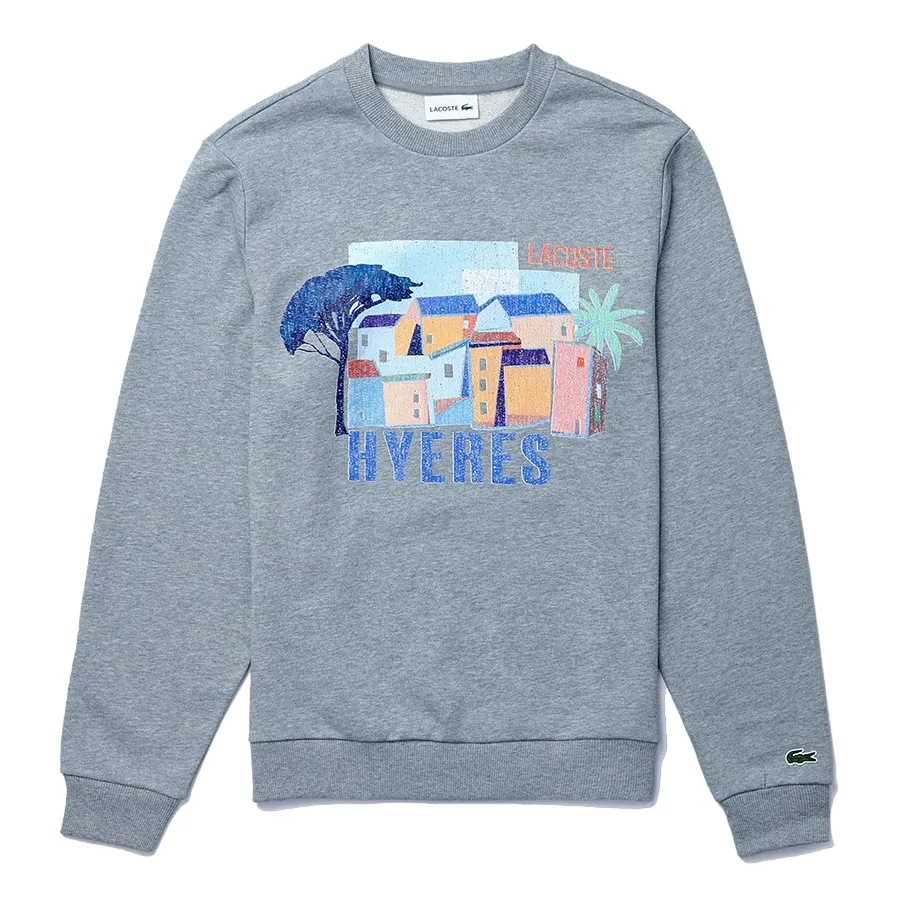 Áo Nỉ Sweater Nam Lacoste Crew Neck Landscape Print Fleece Màu Xám ...