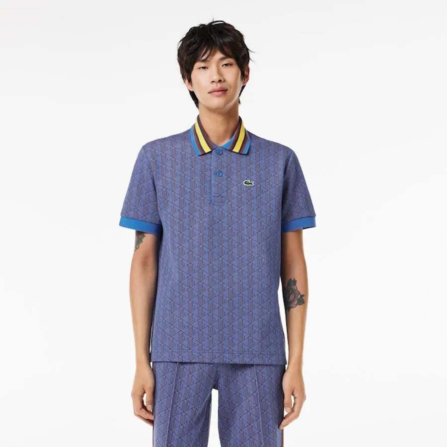 Mua Áo Polo Nam Lacoste Classic Fit Contrast Collar Monogram DH1417 NJI Màu Xanh Blue Size 3 ...